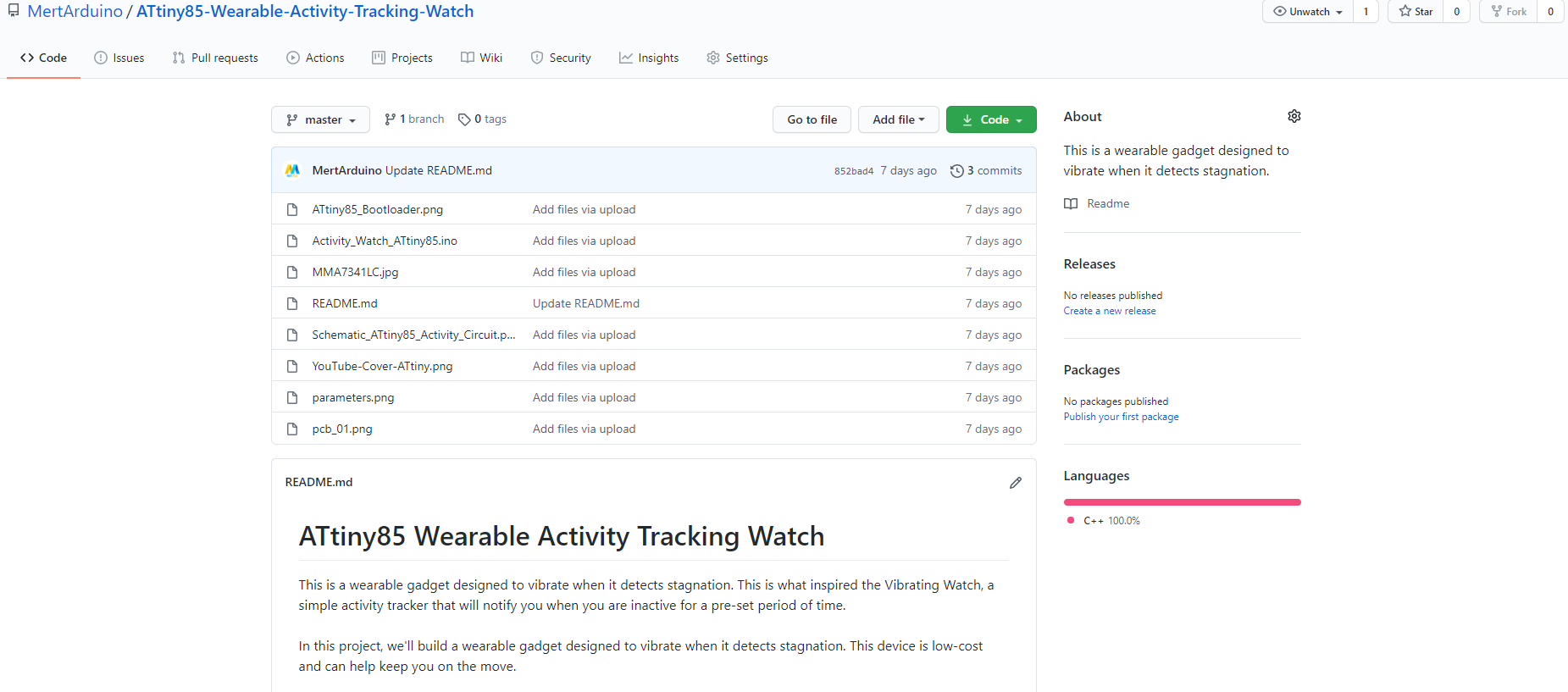 ATtiny85 Wearable Vibrating Activity Tracking Watch & Programming ...