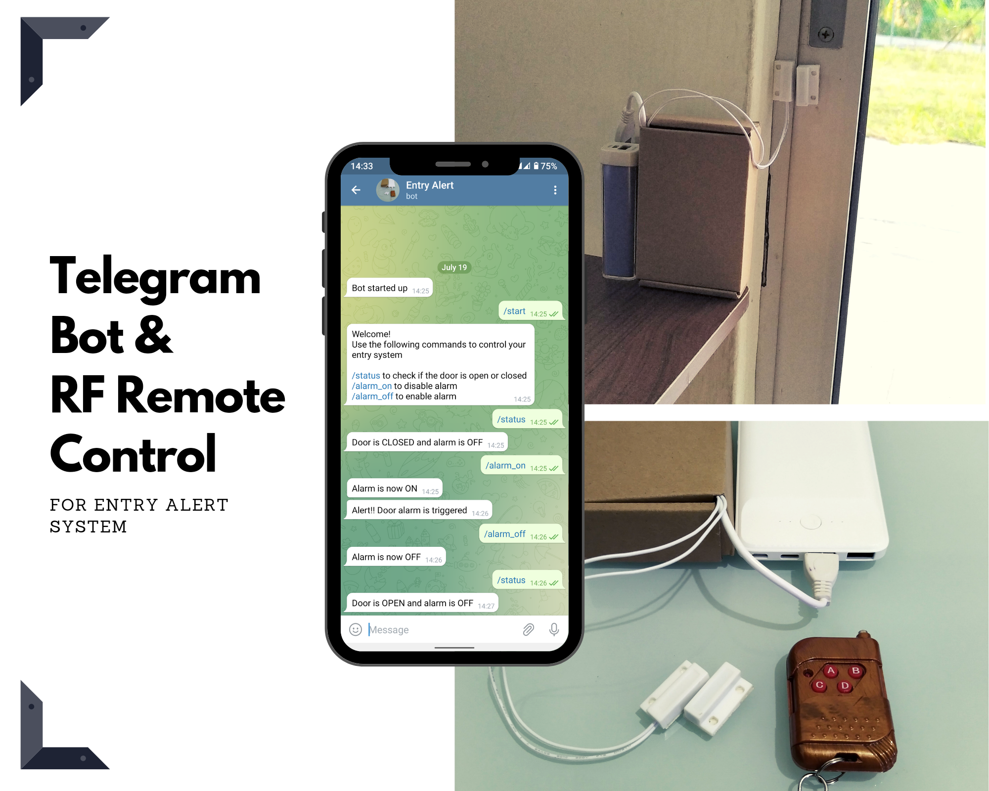 A Versatile (Door) Alarm System With Telegram Bot & RF Remote Control : 7 Steps - Instructables