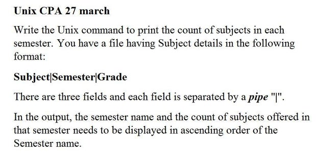 TCS CPA Unix Solution | Xplore UNIX CPA Solution | Count Semesters | 27 March - Instructables