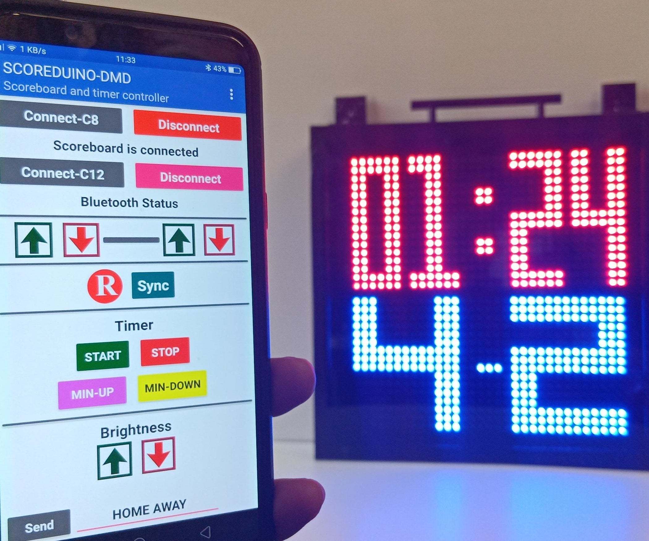 Soccer, Football Cricket Scoreboard. Dual Color P10- Scoreduino Arduino DIY Digital Scoreboard ...