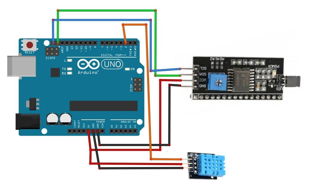 Temperature Monitor With DHT11 and I2C 20x4 LCD : 6 Steps - Instructables