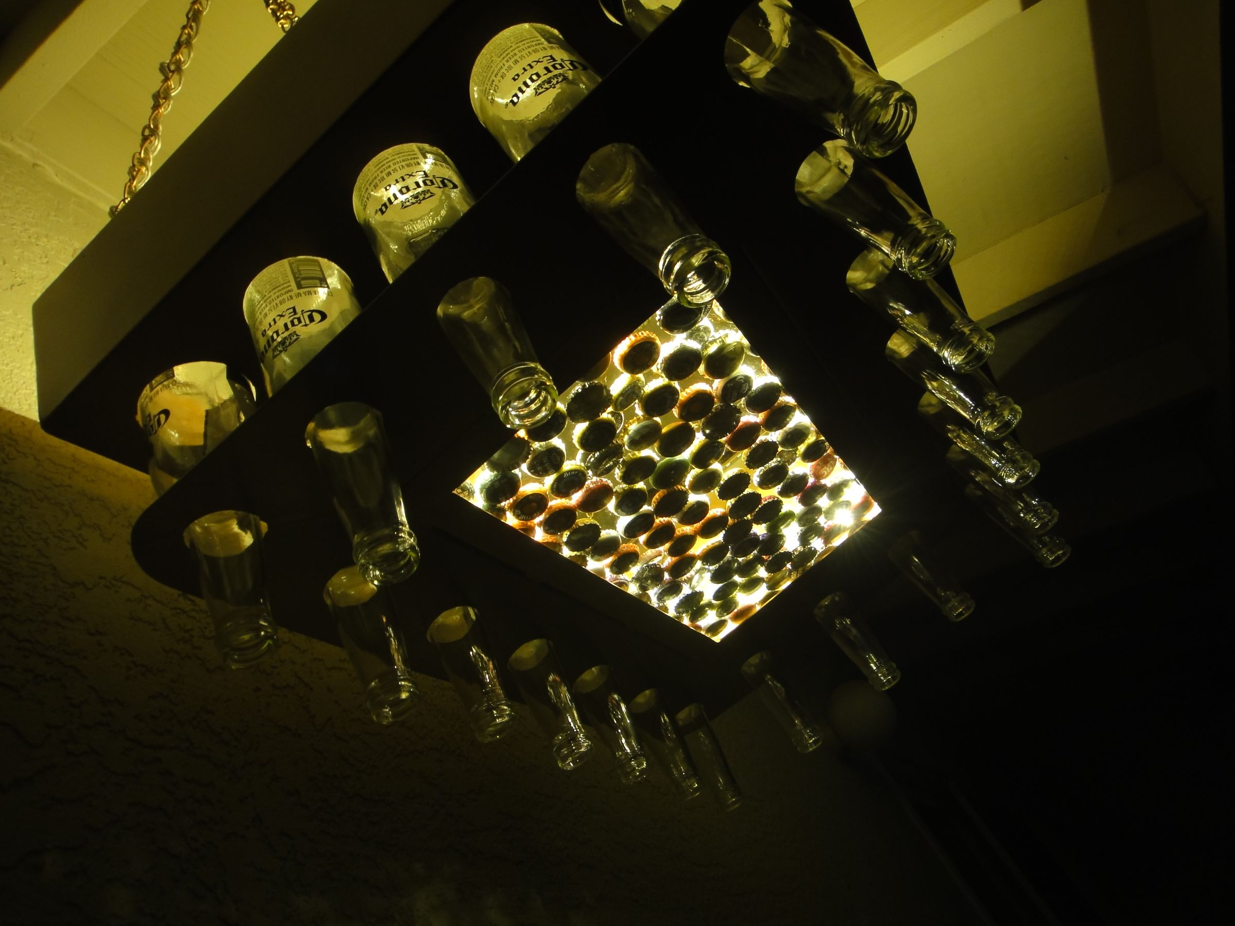 Aluminum Copper Colored Beer Bottle LED Light Chandelier (With Cap ...