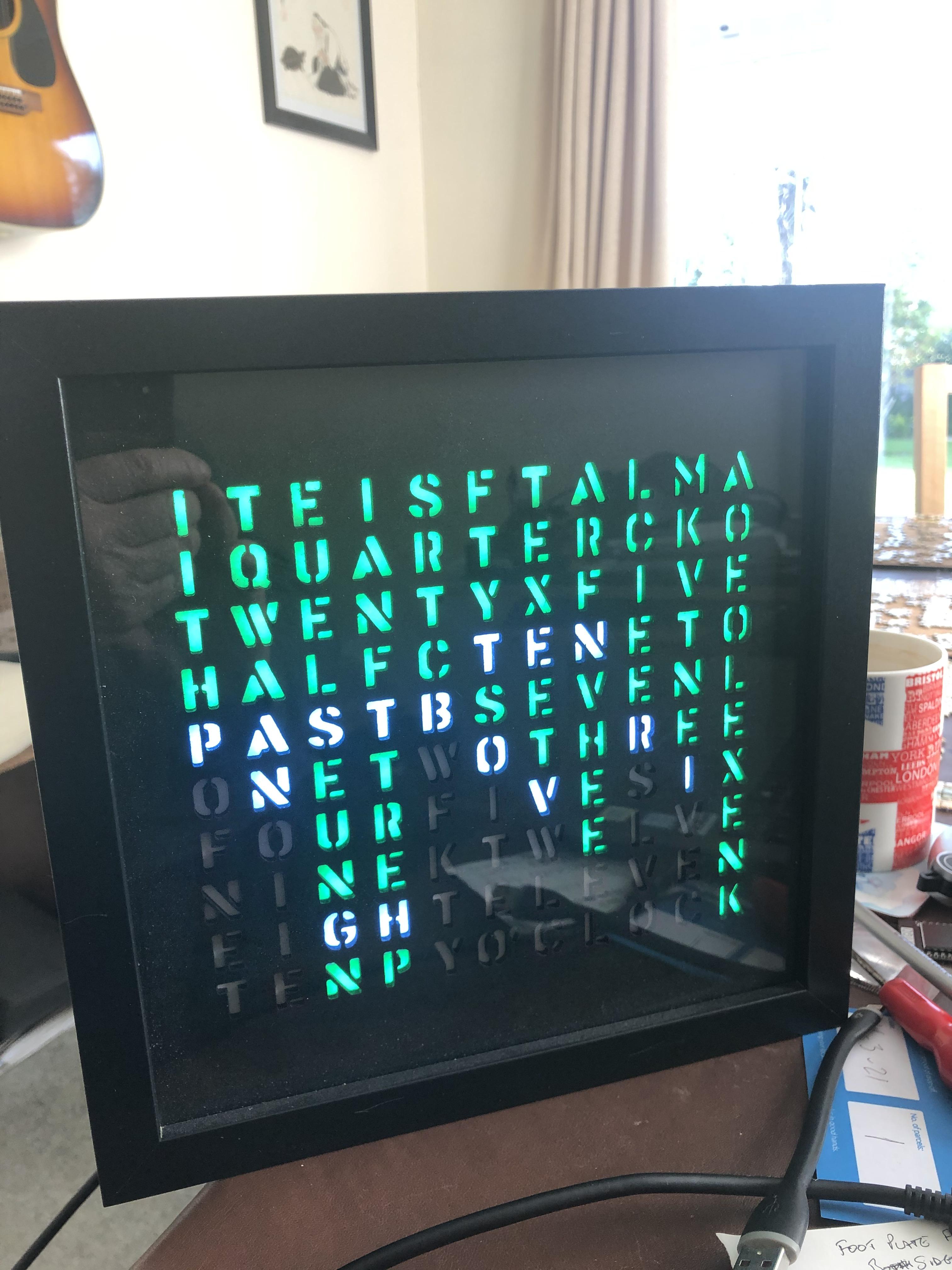 Word Clock,Arduino LED Animated Rainbow Word Clock Using WS2812b Strip ...