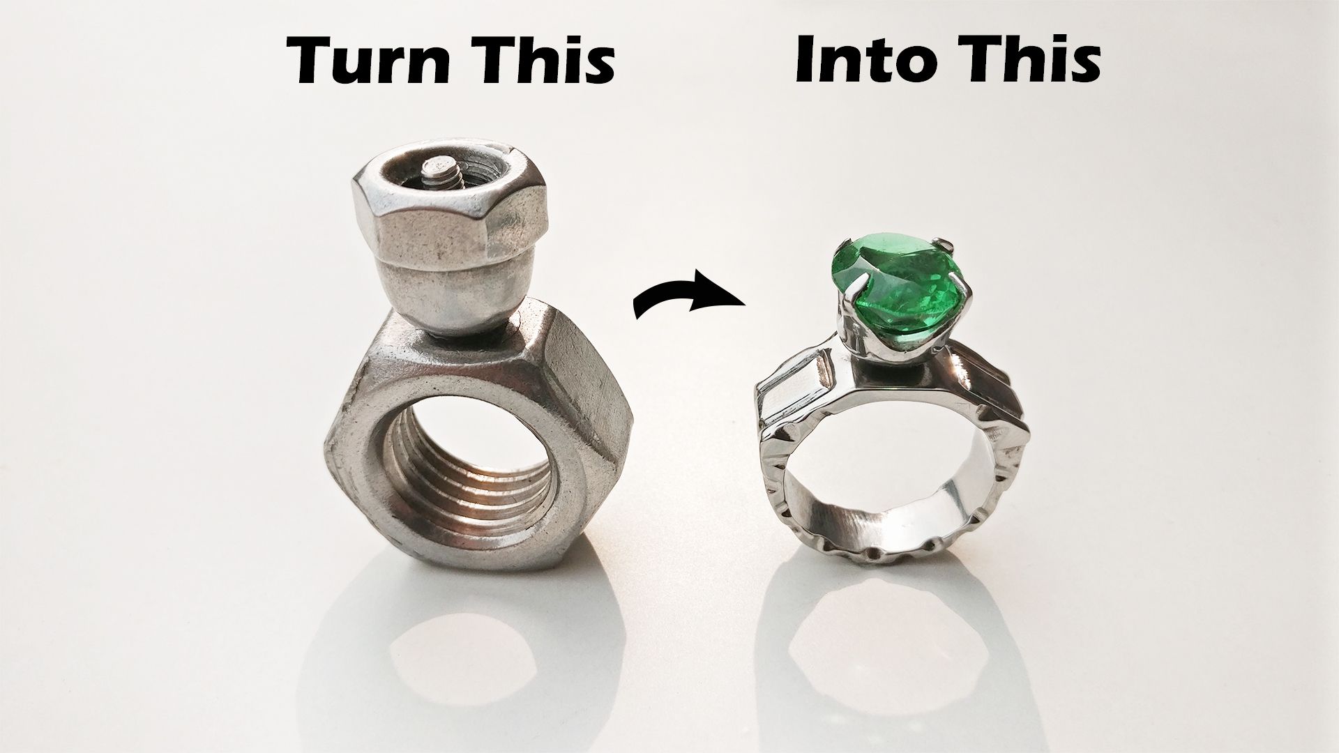 Turning Stainless Steel Hex Nut and Bolt Into 5 Carat Emerald Ring : 8 ...