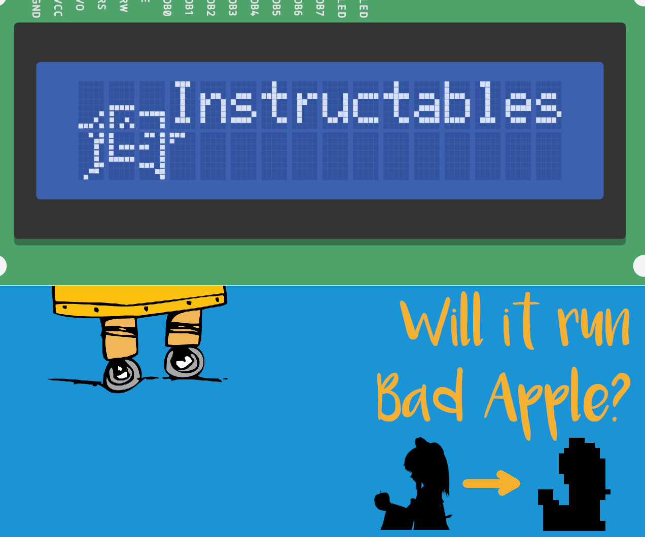 Streaming Video on 1602 Character LCD Display With Arduino : 5 Steps ...