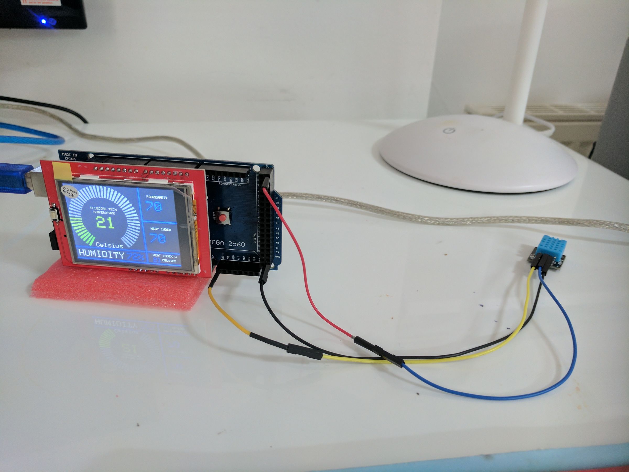 ARDUINO - SPFD5408 TFT LCD 2.4 TEMP and HUMIDiTY Monitor. Fahrenheit ...