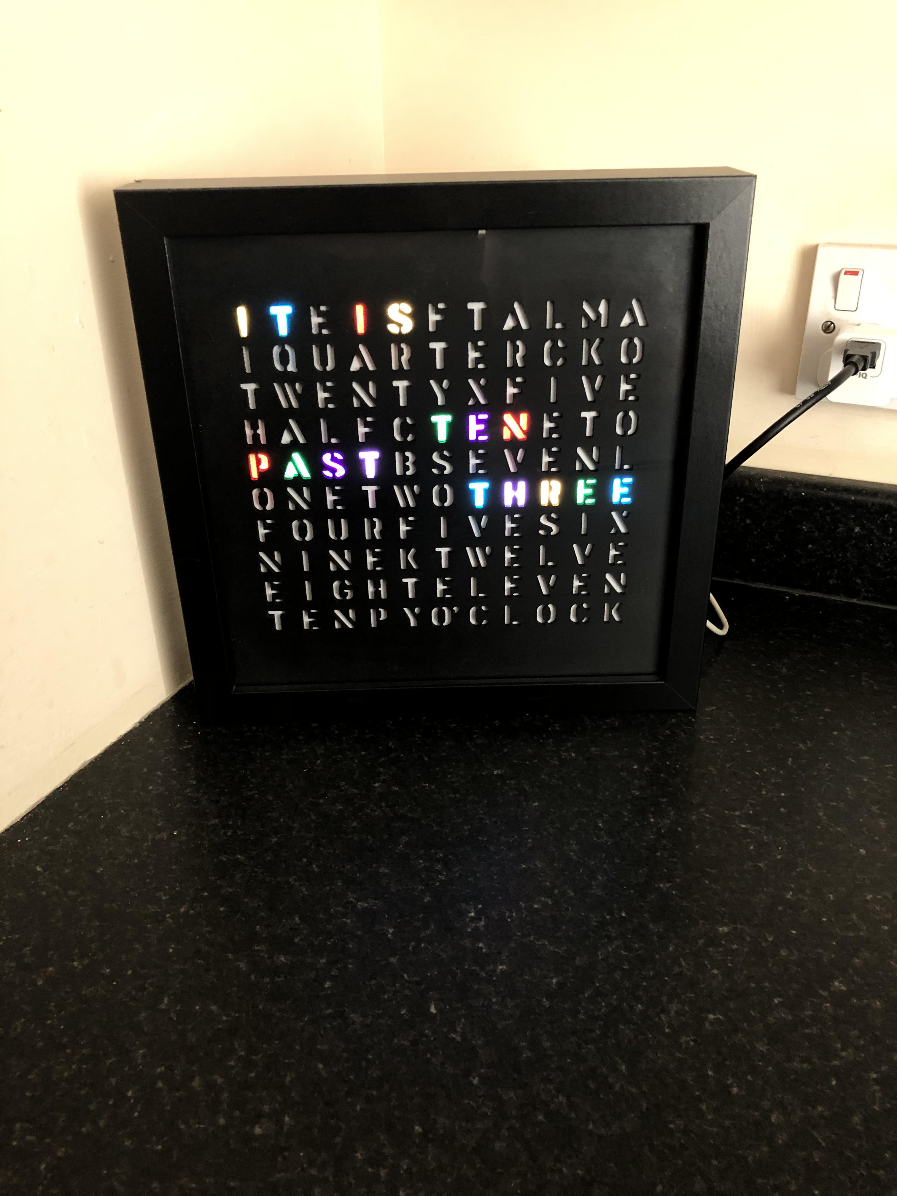 Word Clock,Arduino LED Animated Rainbow Word Clock Using WS2812b Strip ...