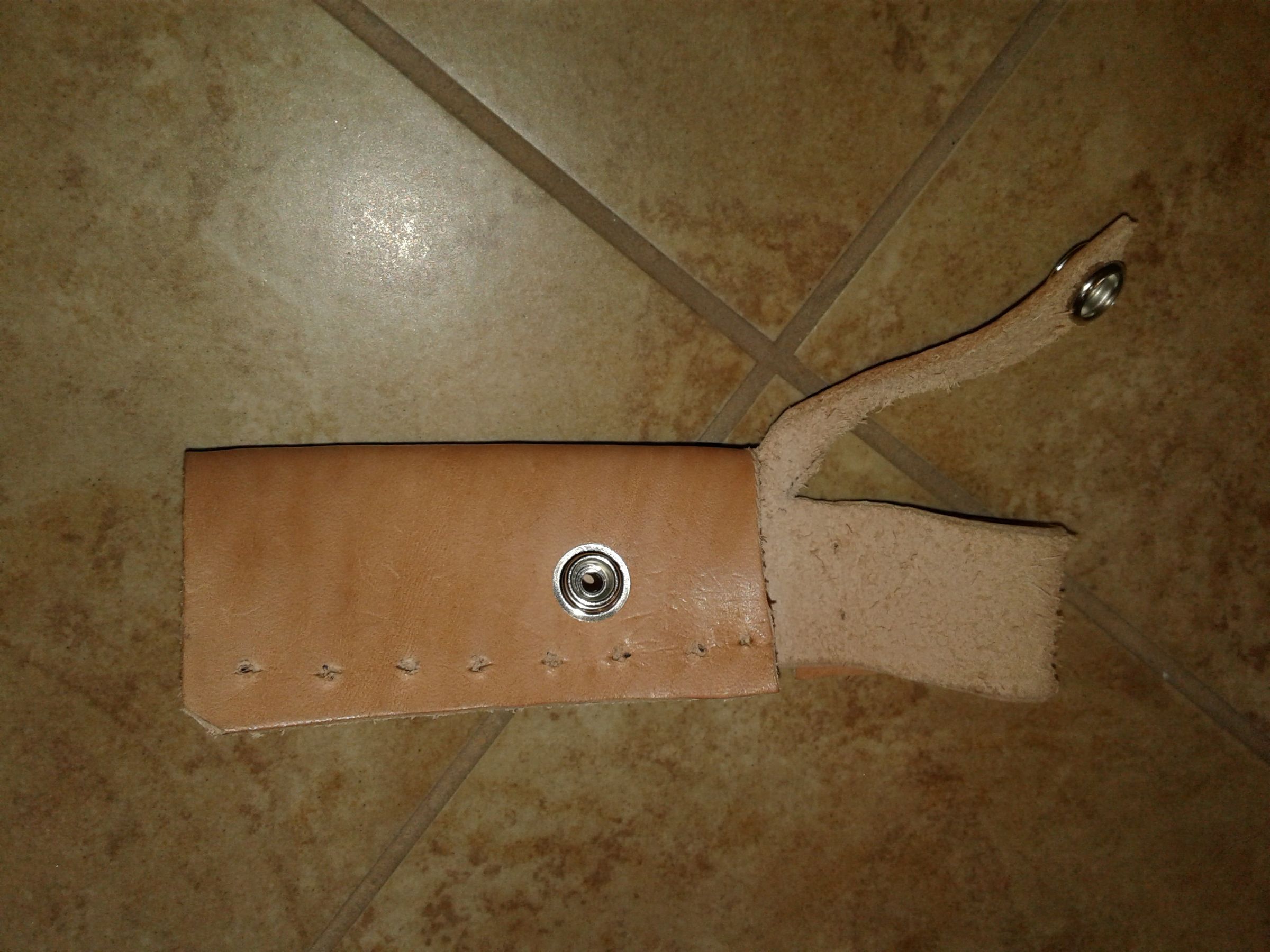 Inexpensive Knife Leather Sheath With Locking Strap Similar to SOG ...