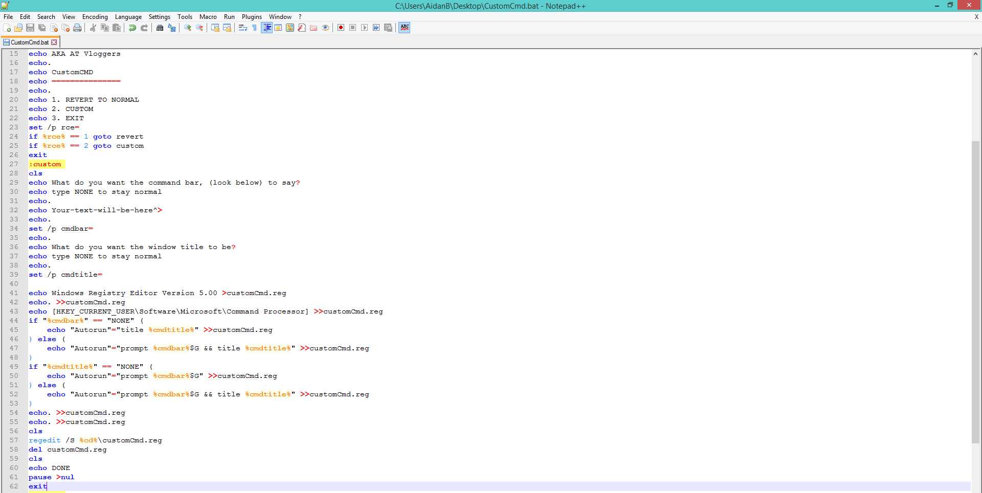 Code a CustomCmd Script for Windows Command Prompt : 6 Steps ...