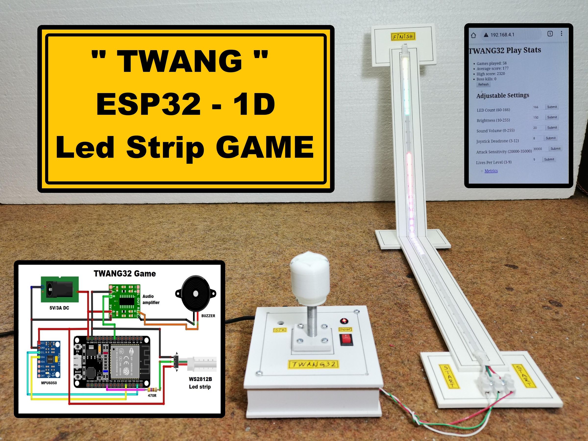 TWANG - ESP32 Led Strip 1D Game : 3 Steps - Instructables