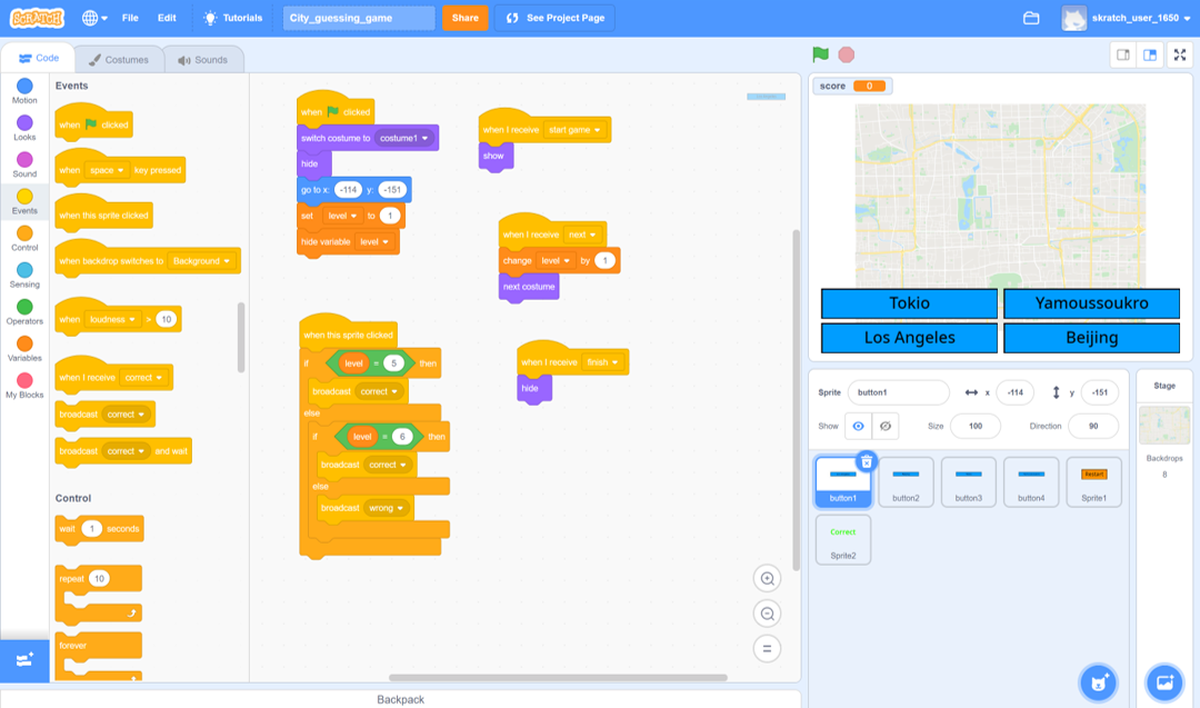 Create a City Map Guessing Game With Scratch : 13 Steps (with Pictures ...