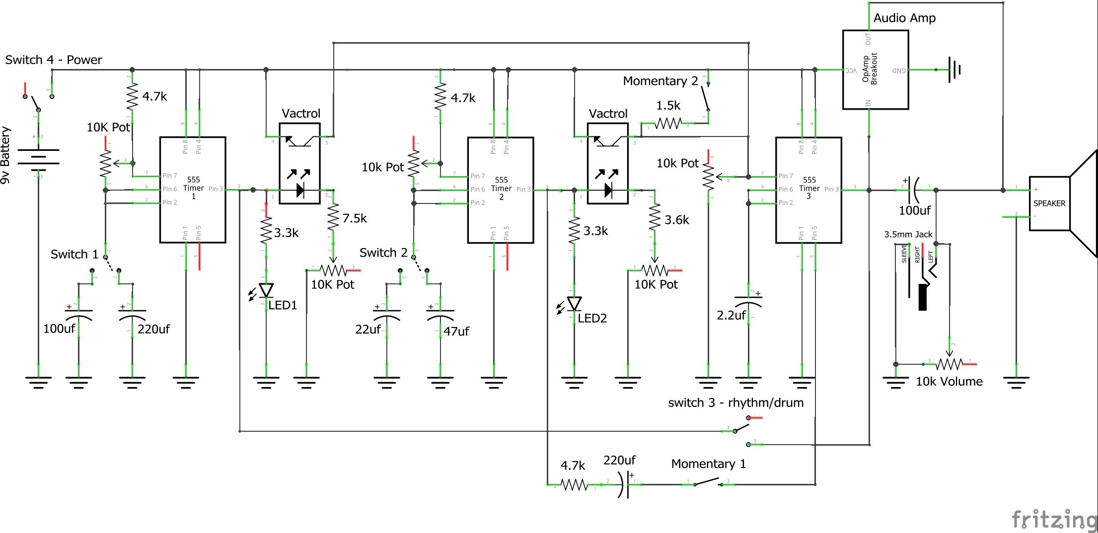 Fizzle Loop Synth V3 (555 Timer) : 11 Steps (with Pictures) - Instructables