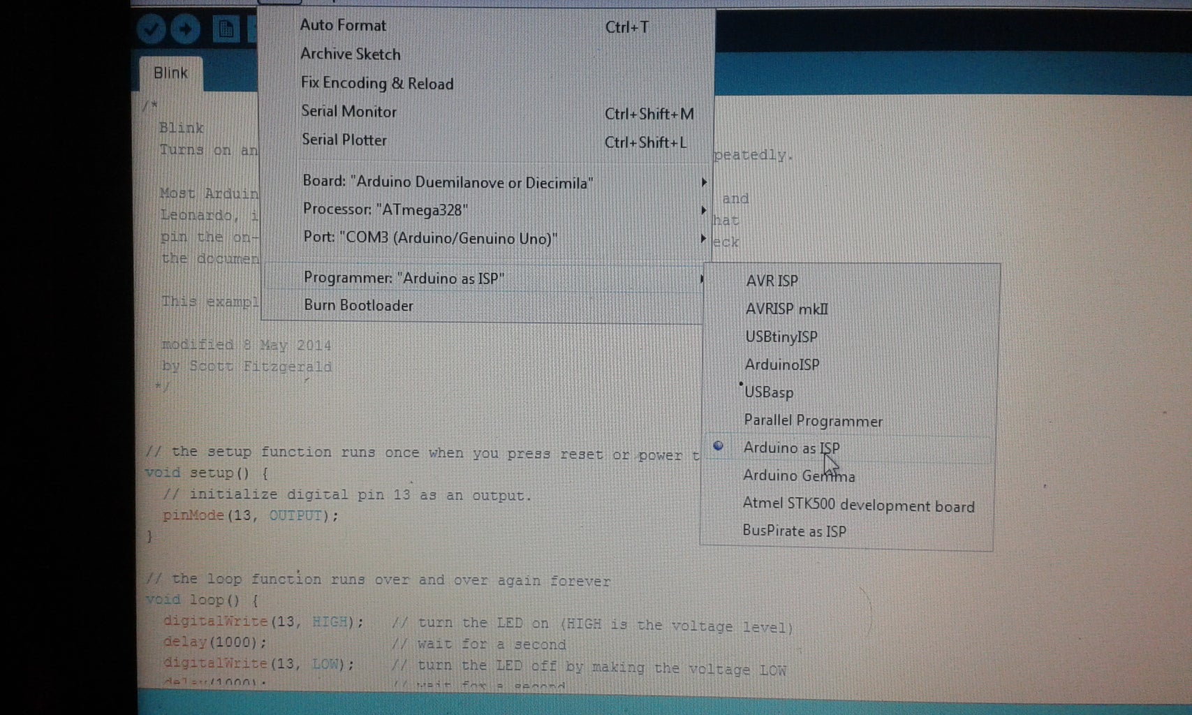 Program Atmega 328 Using Arduino Arduino As Isp 5 Steps With