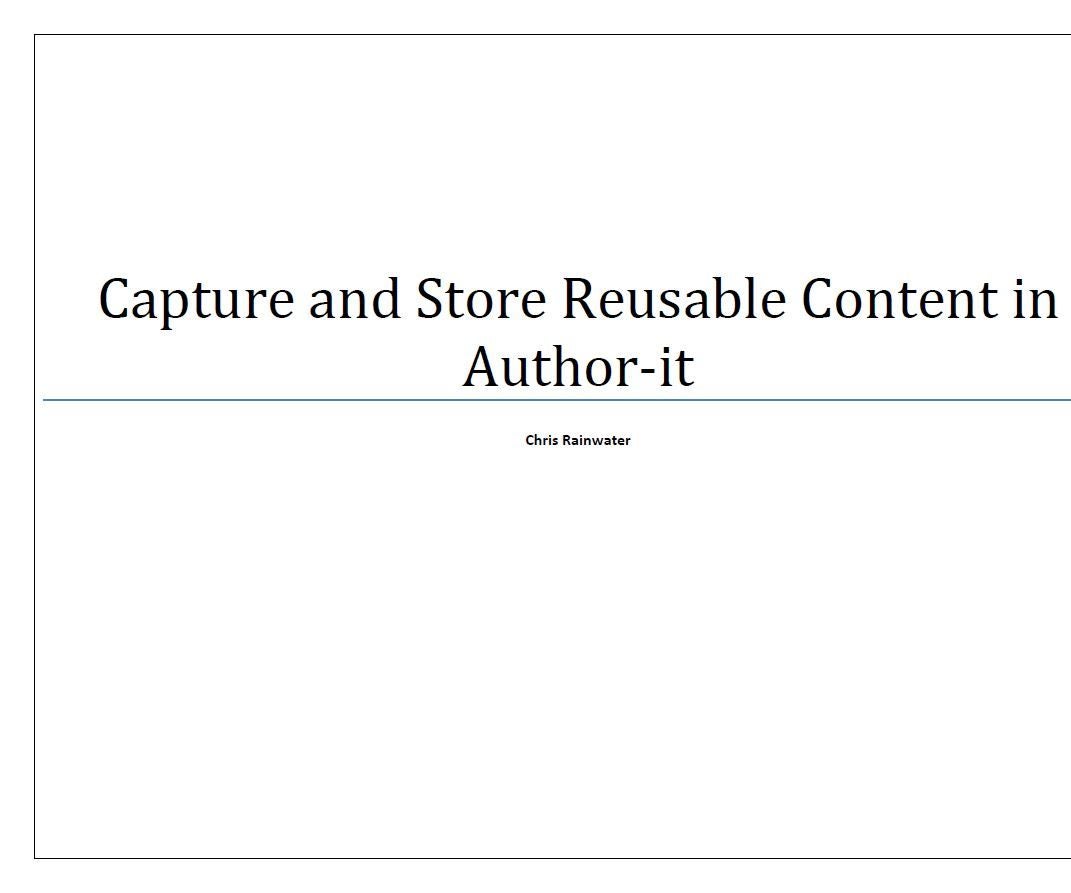 Capture and Store Reusable Content in Author-it : 4 Steps - Instructables