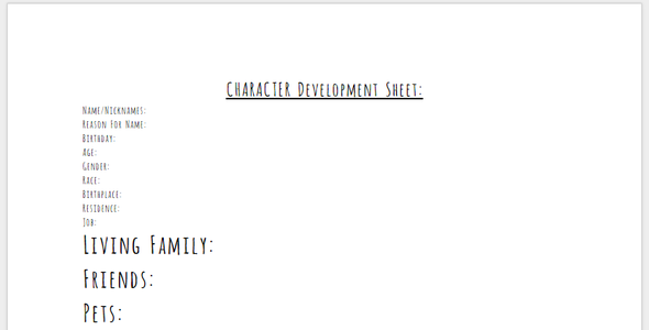 Writing and Completing an Efficient Character Development Sheet for ...