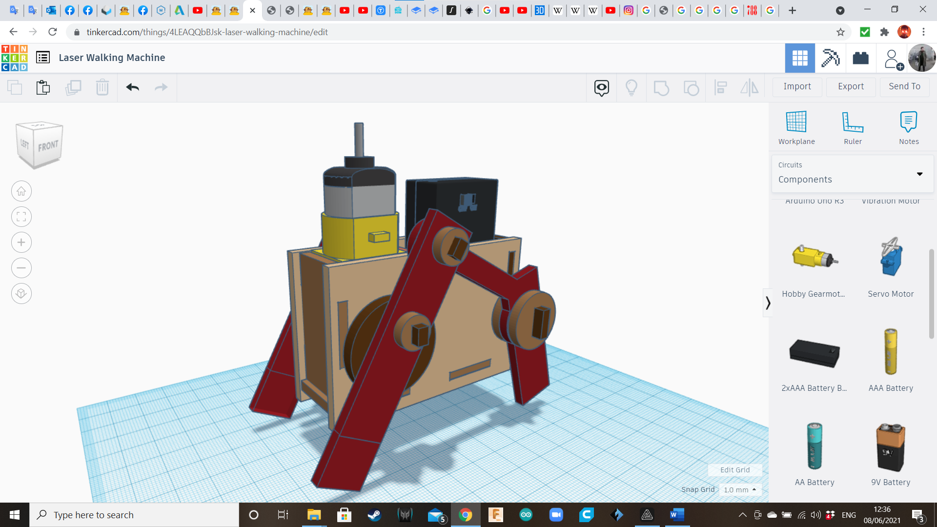 Tinkercad Robotics for School: Laser-cut Walking Machine! : 27 Steps ...