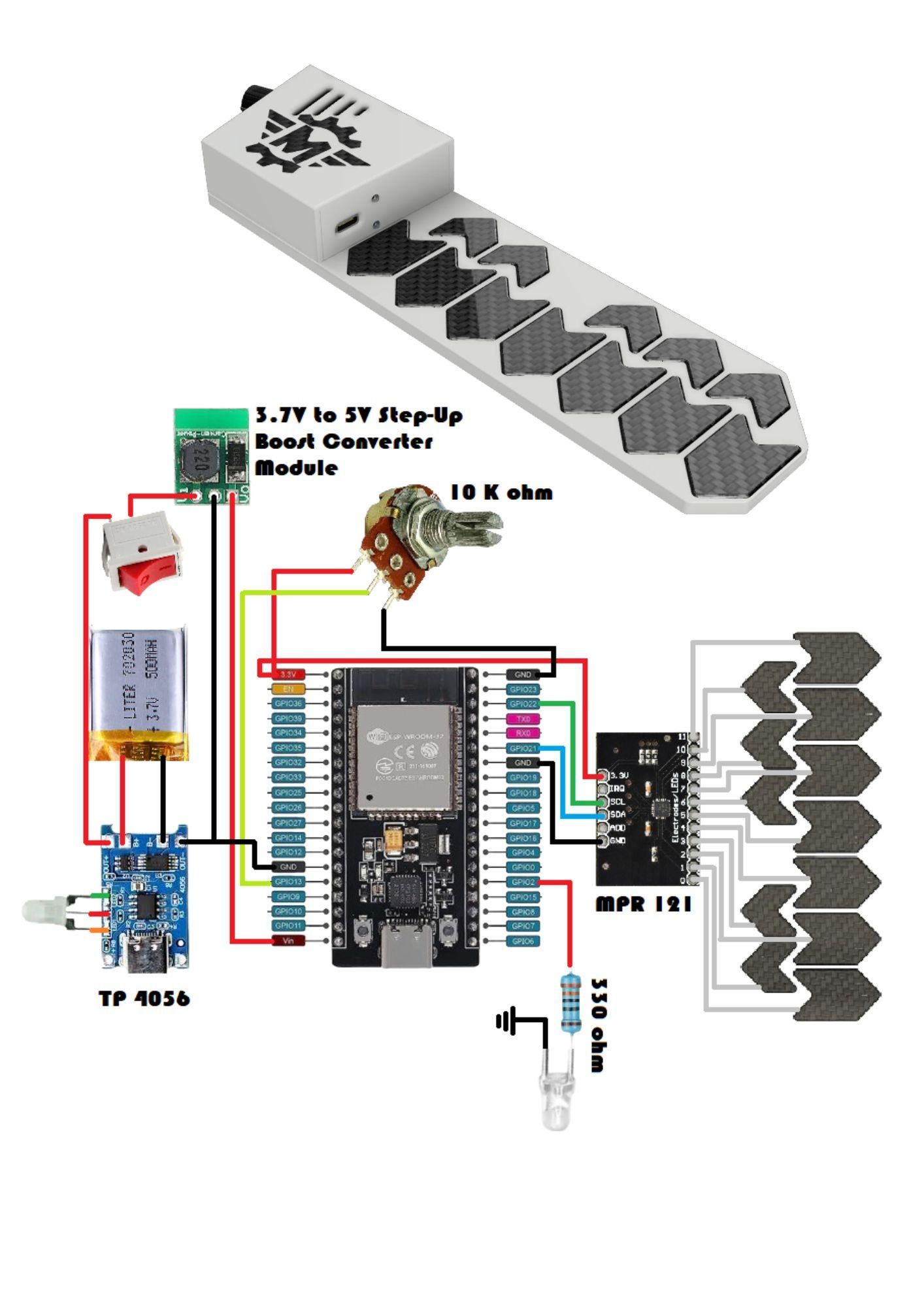 DIY MIDI Bookmark / Piano / Keyboard Using ESP32 and MPR-121 Capacitive Touch Sensor : 7 Steps ...