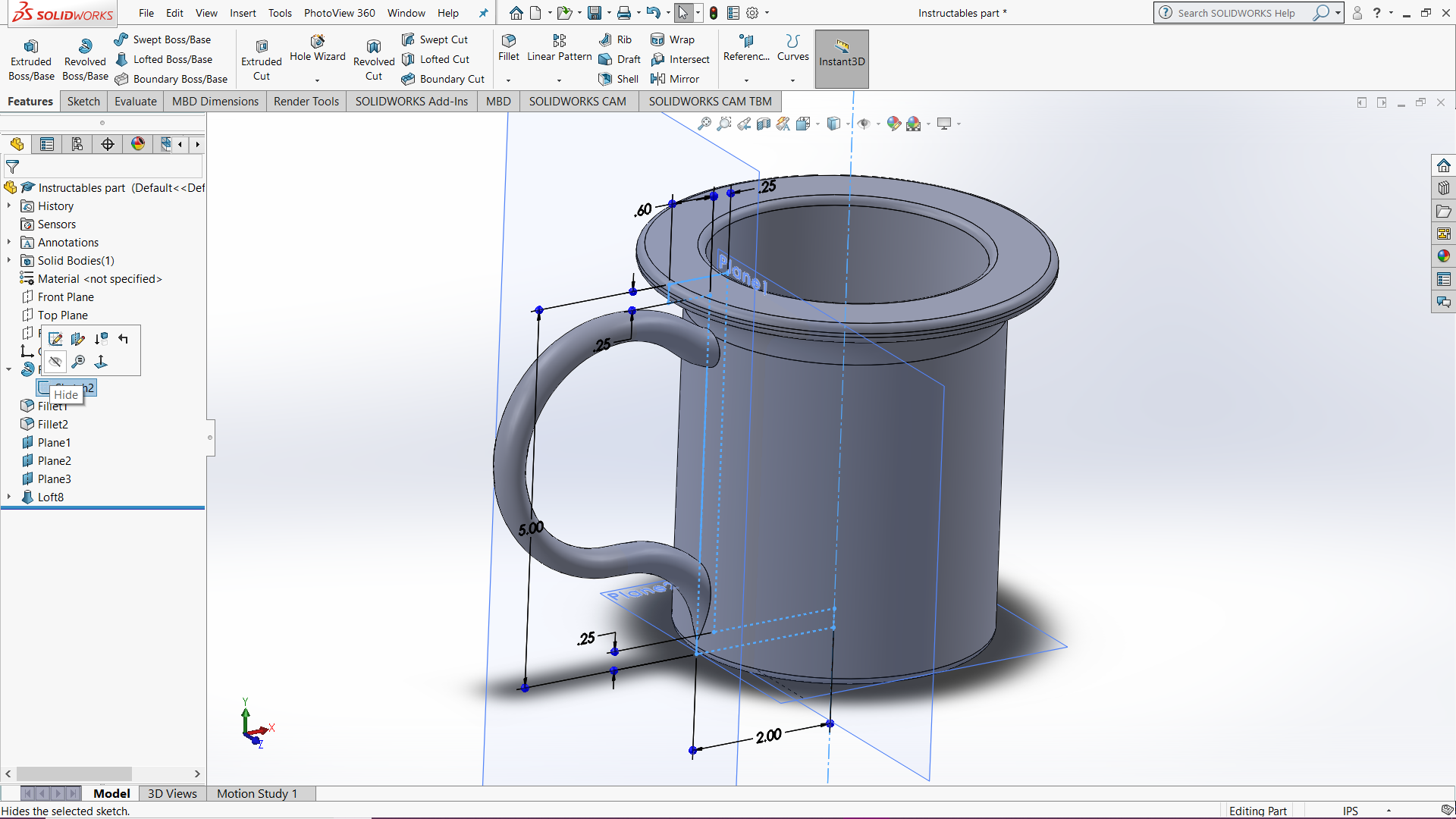 Differentiating Between the Sweep and Loft Commands on Solidworks 2020 ...
