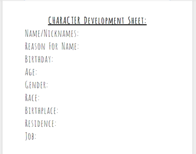 Writing and Completing an Efficient Character Development Sheet for ...