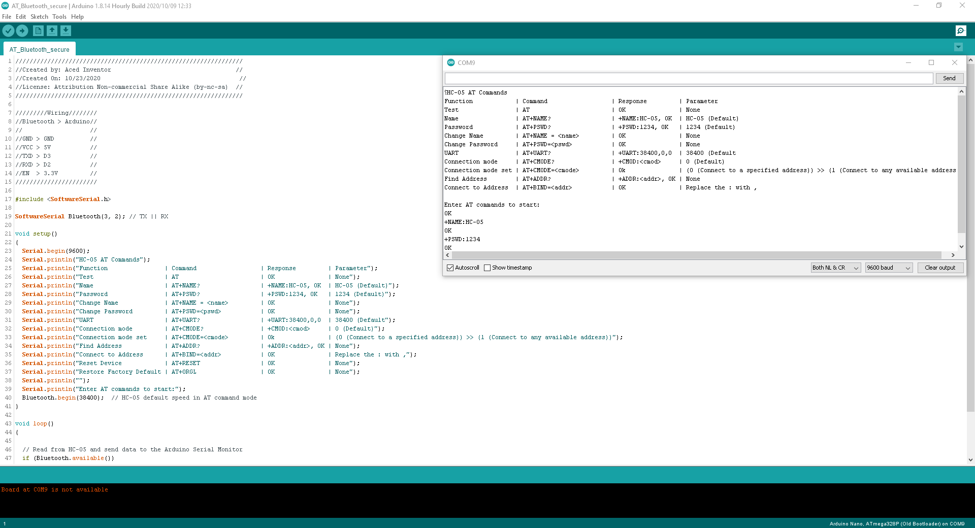 Secure Your HC-05 Bluetooth Module Using AT Commands : 5 Steps ...