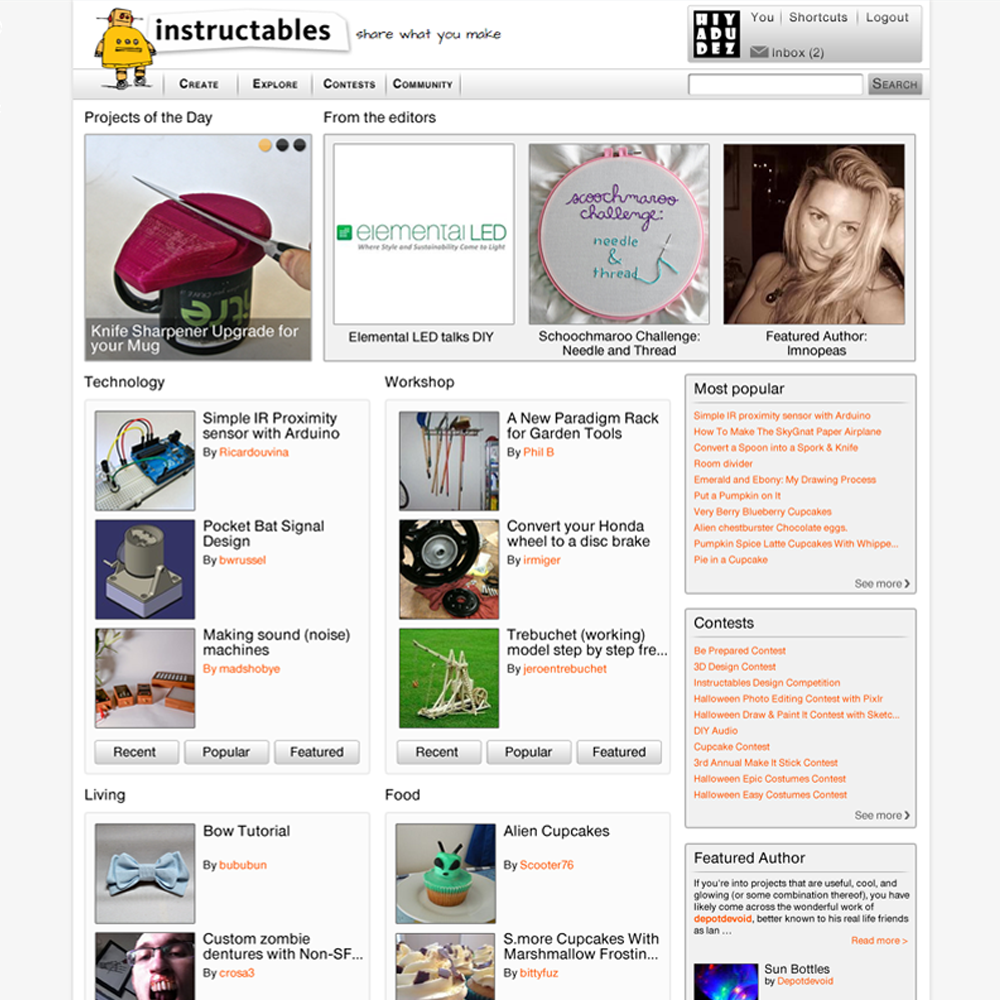 Instructables Webpage Redesign (TIMELAPSE) - Instructables