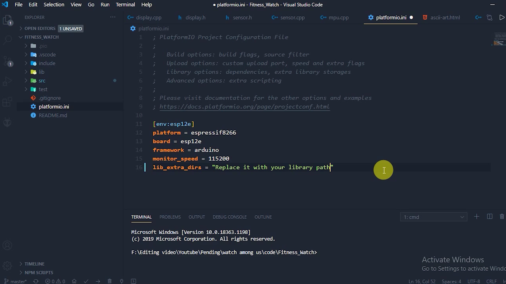 Smart Fitness Watch With ESP8266 [VScode] : 20 Steps (with Pictures ...