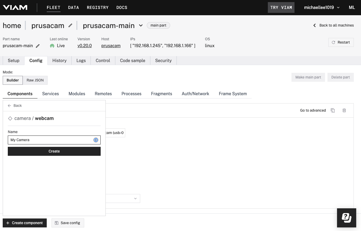 Prusa Connect Camera Server Using Viam : 6 Steps - Instructables