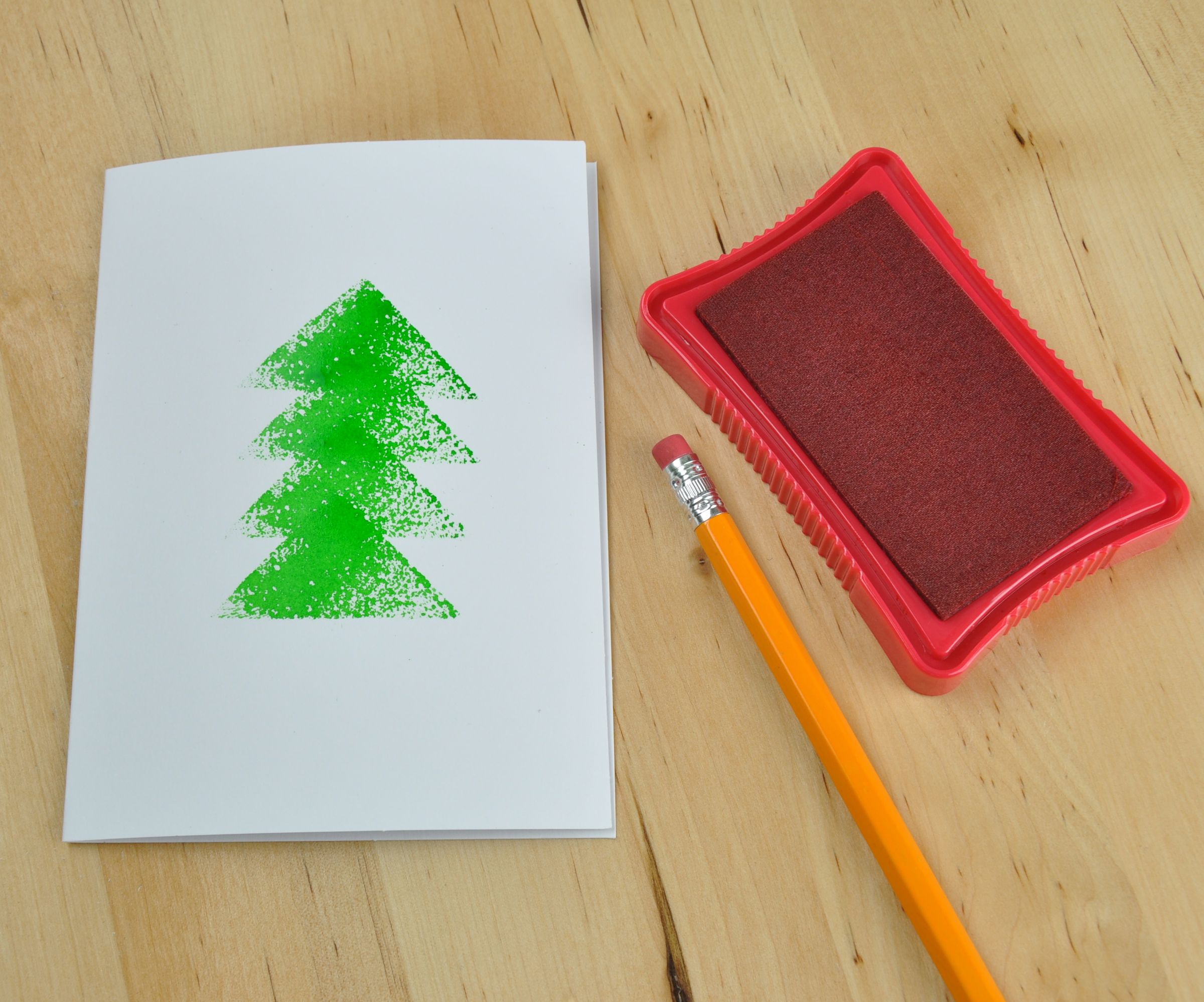 Sponge Stamped Christmas Tree Card : 4 Steps (with Pictures ...