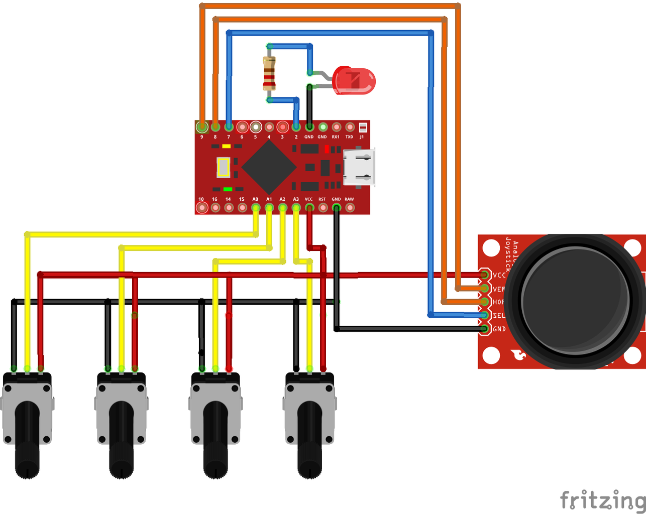 Arduino Keyboard Joystick Extender Box And Sound Controller Thing Using