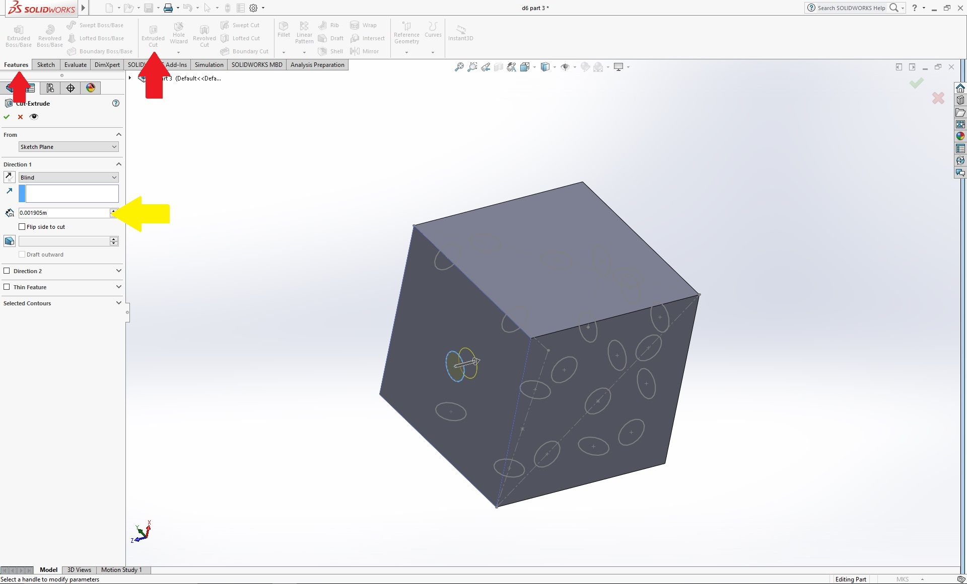 Learning a Few Basic Functions of SOLIDWORKS: Making a Six Sided Dice ...