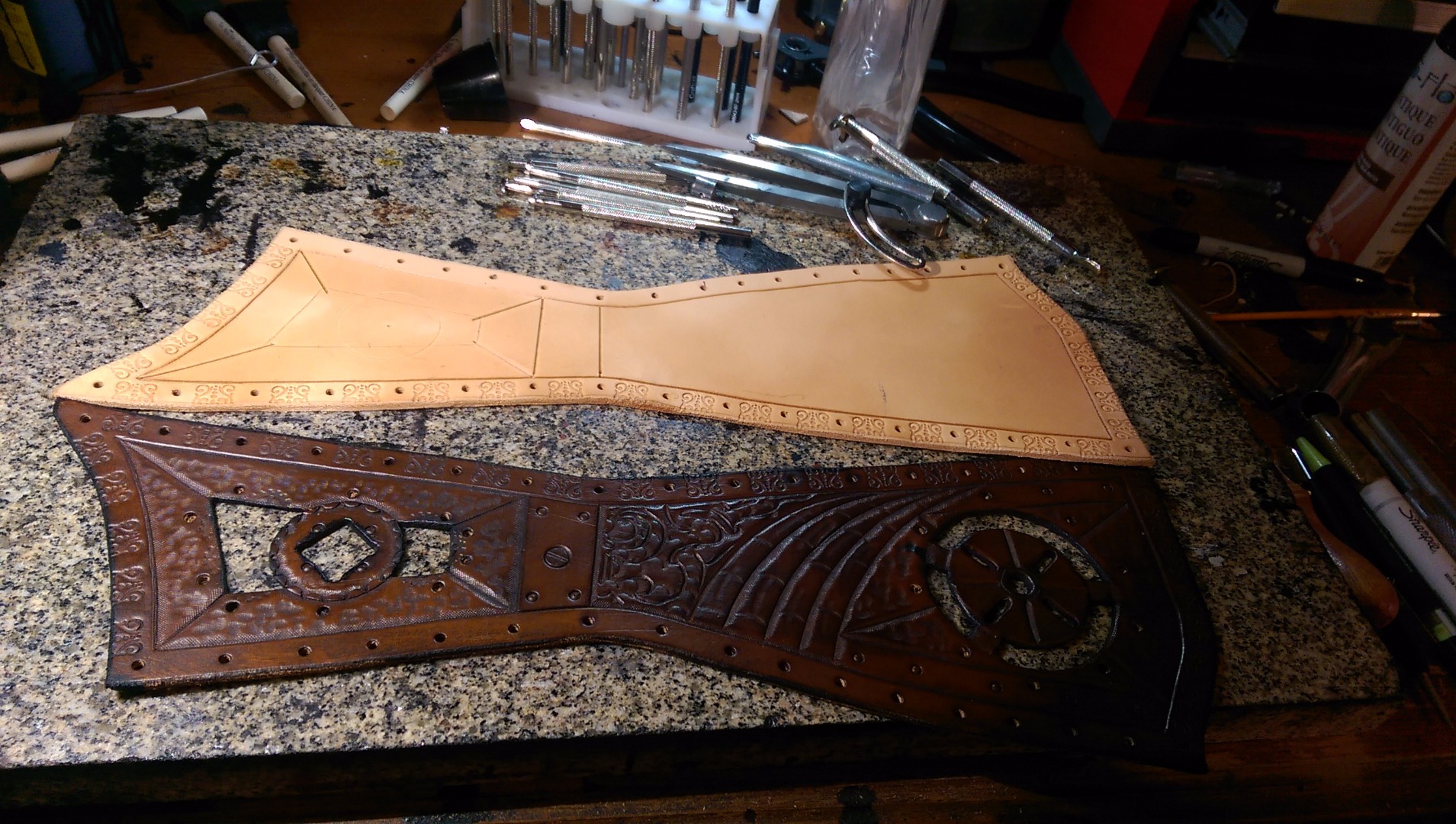 Handmade Steampunk Leather Corset With Brass Inlays and Custom Tooling ...