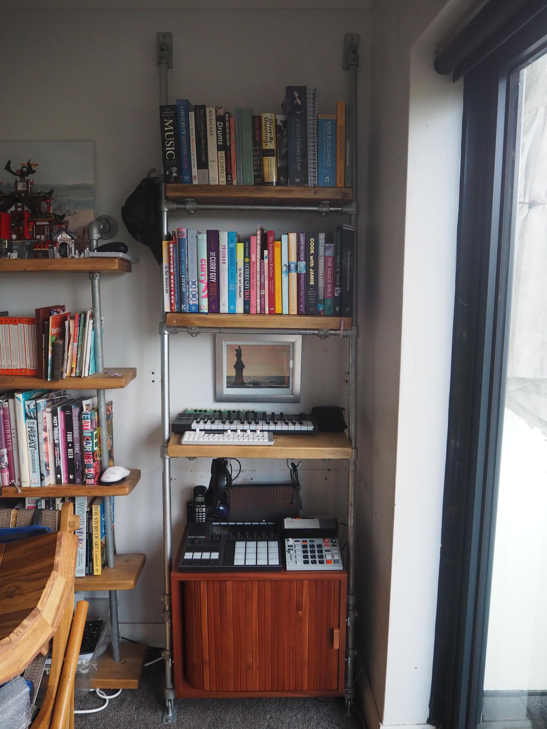Scaffolding Ladder Bookshelf With Tambour Door Cupboard Designed in ...