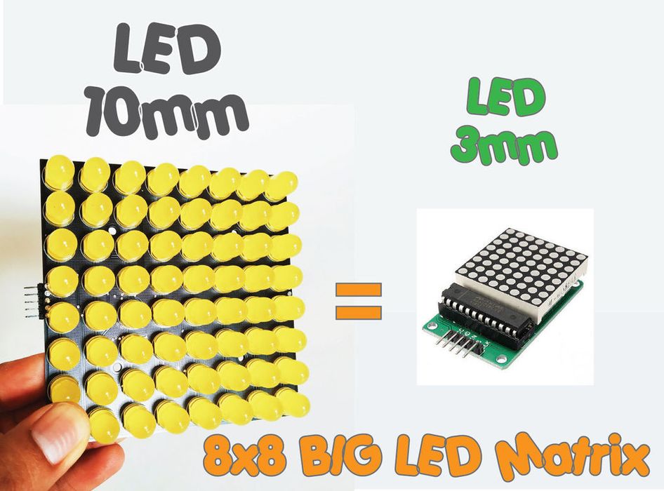 How to Build 8x8 BIG LED Matrix (MAX7219 LED 10mm) | Trybotics