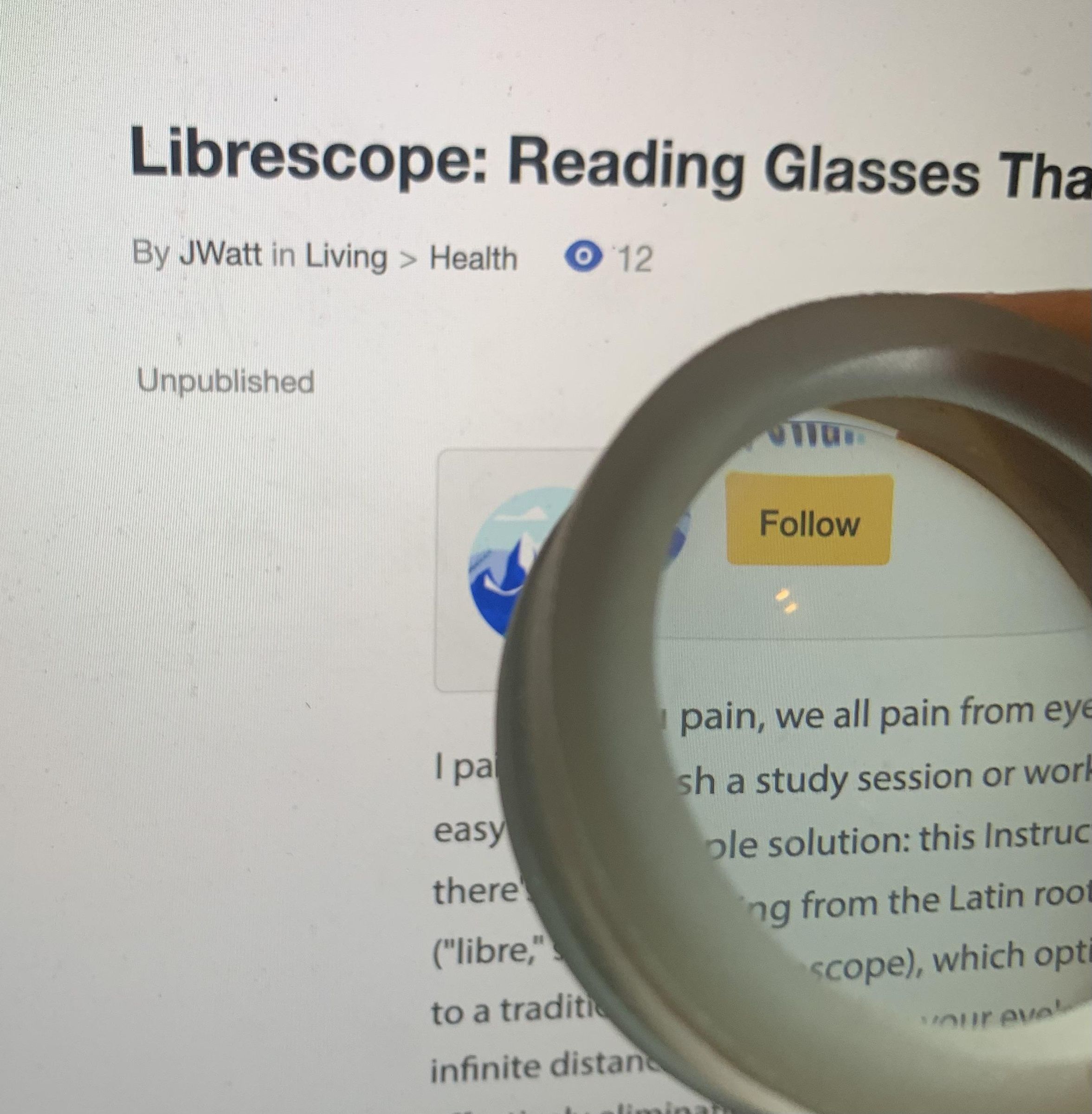 Librescope: Reading Glasses That Eliminate Eye Strain : 13 Steps (with Pictures) - Instructables