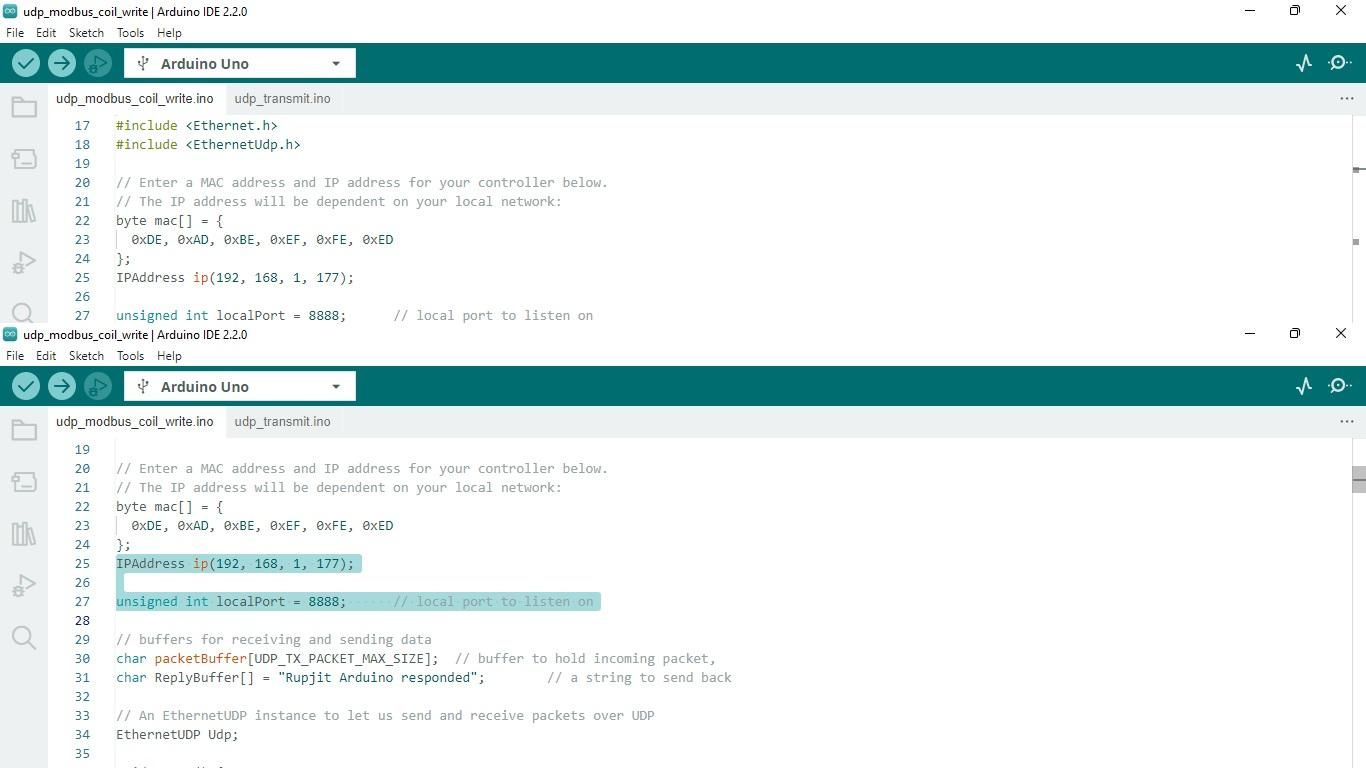 Modbus Over Ethernet (UDP ). Modbus Ascii Protocol Used to Write Single ...