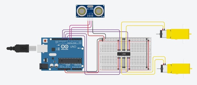 Circuit Of Obstacle Avoiding Robot Using Tinker Cad 4 Steps Instructables