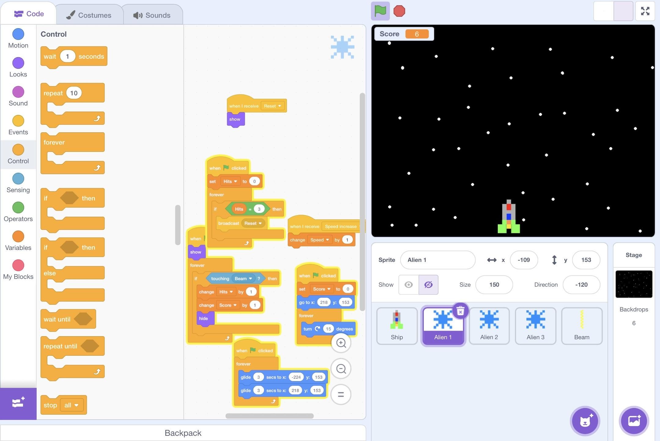 How to Code a Basic Retro Space Shooter on Scratch! : 7 Steps ...