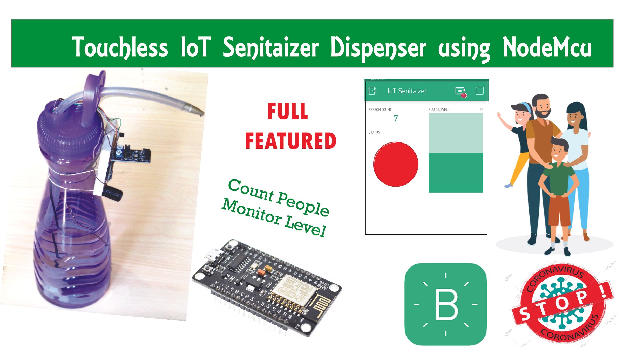DIY Arduino| Touch-less IoT Hand Sanitizer Dispenser Using NodeMCU ...
