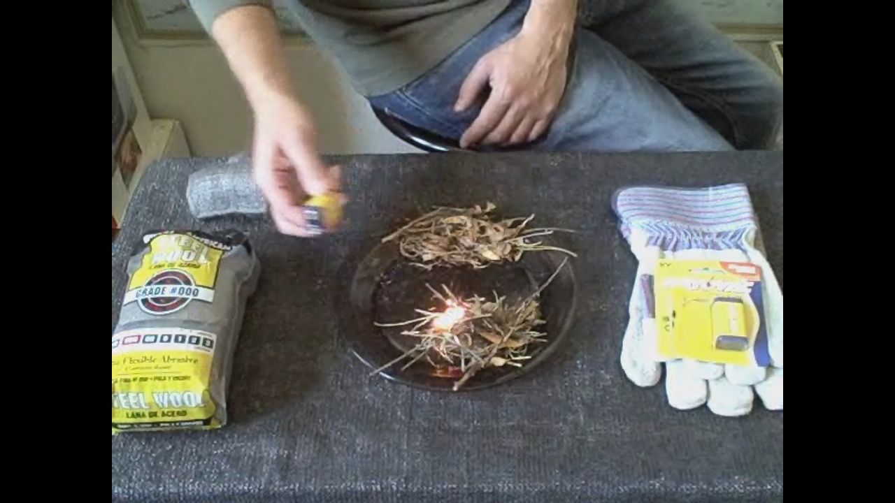 Make Fire Without Matches or Lighter! Steelwool + Battery = Sparks ...