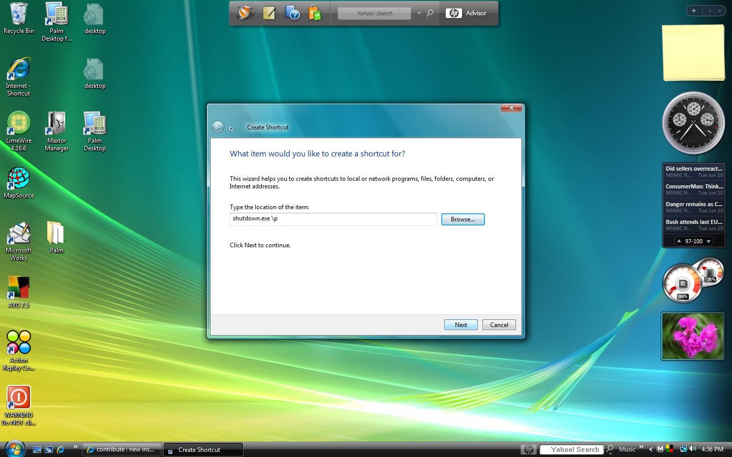 How to Shutdown Your Computer Using a Cool Desktop Icon (Windows Vista) : 4 Steps - Instructables