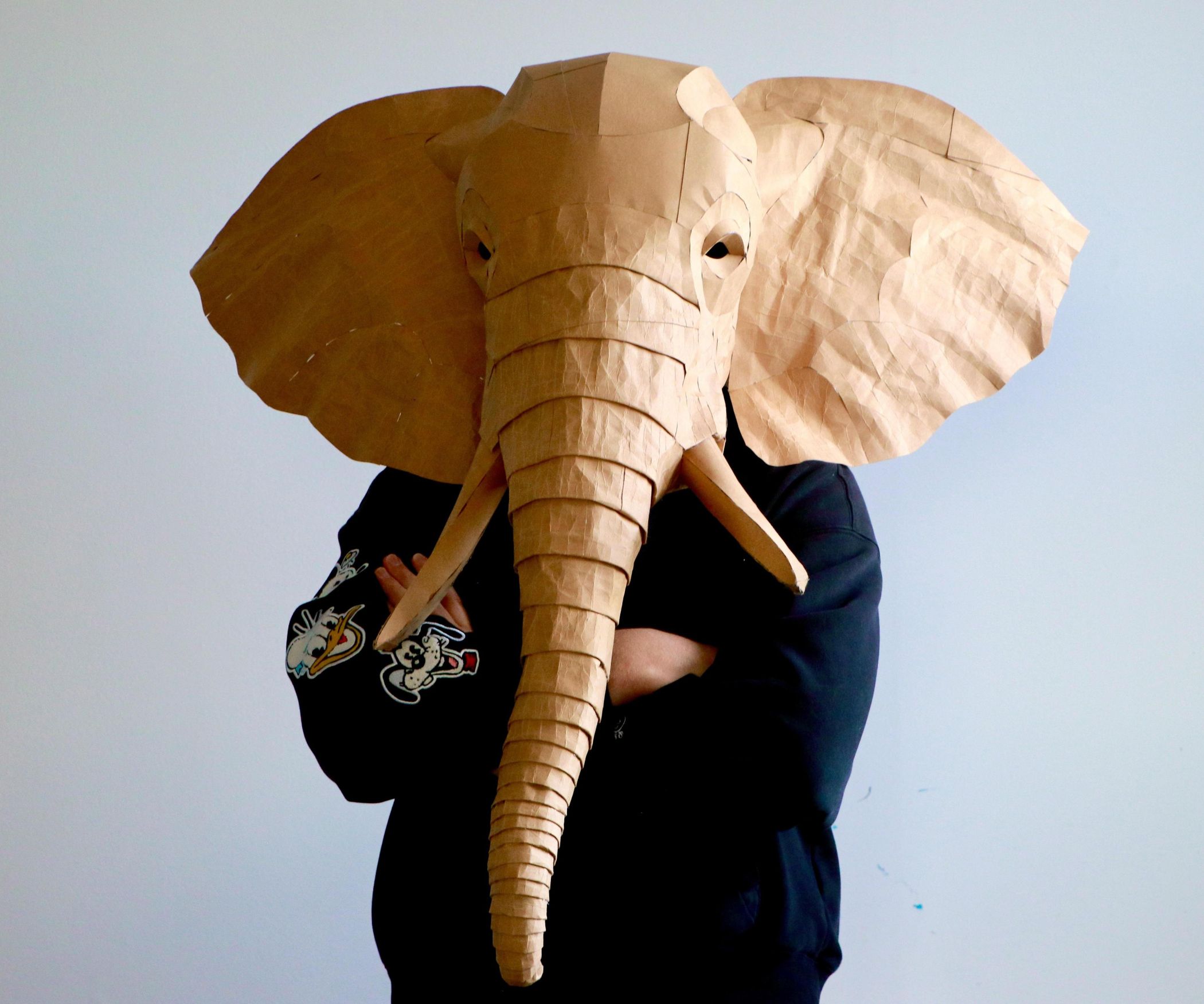 Easy DIY Elephant Mask and Wall Head – Just Crumple and Glue! : 9 Steps (with Pictures ...