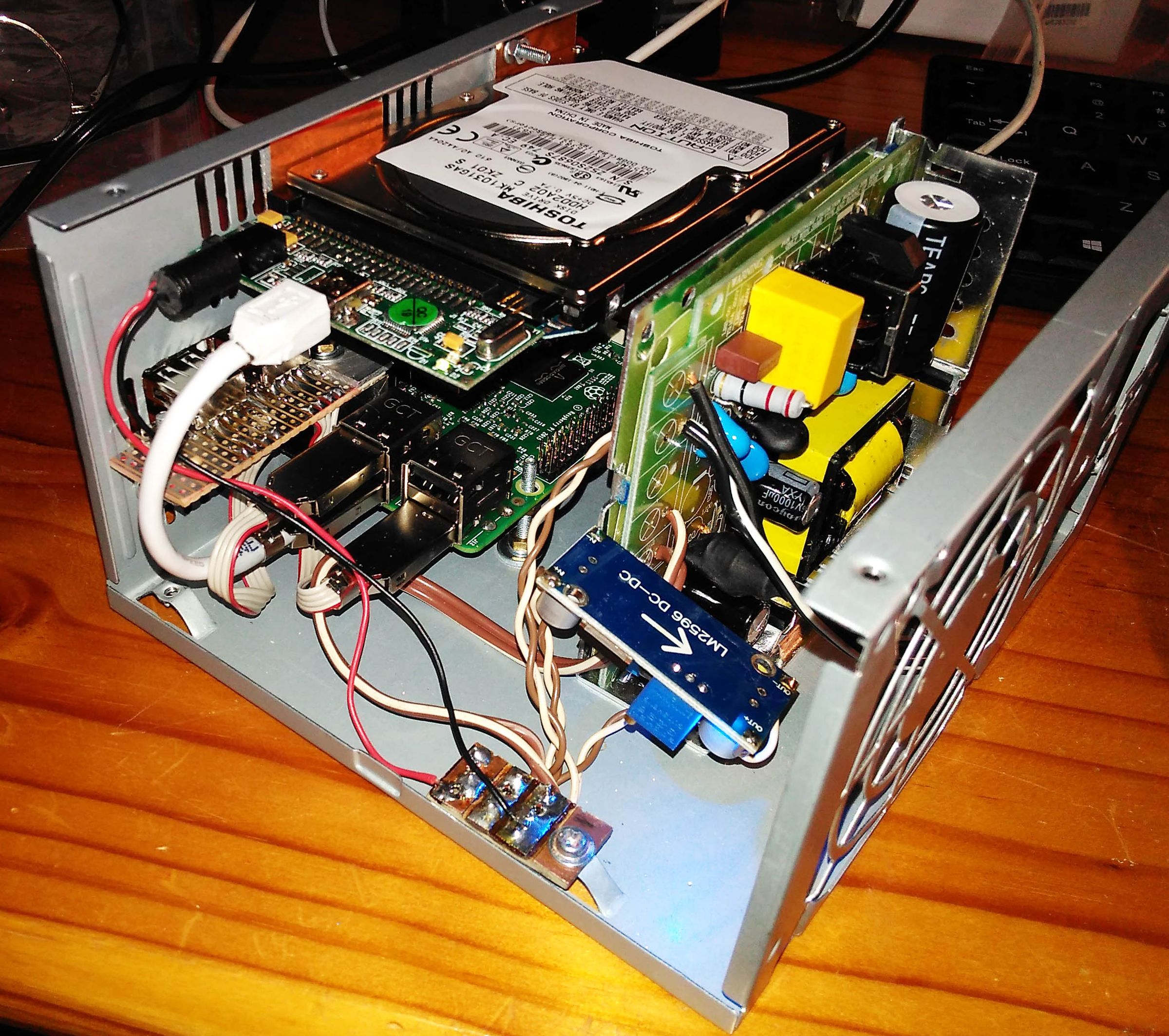 A Raspberry Pi PC-PSU Desktop Computer With Hard Disk, Fan, PSU and On ...