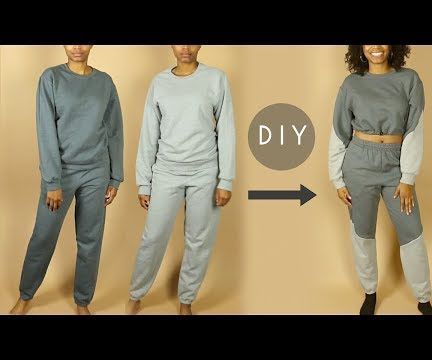 DIY Color Block Crop Top Sweatshirt & Sweatpants (Beginners Sewing ...