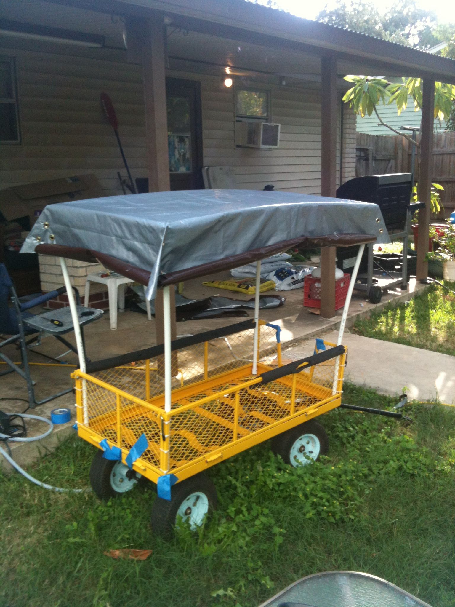 Self Propelled Kiddo Chariot From Old Garden Wagon and Mobility Scooter ...