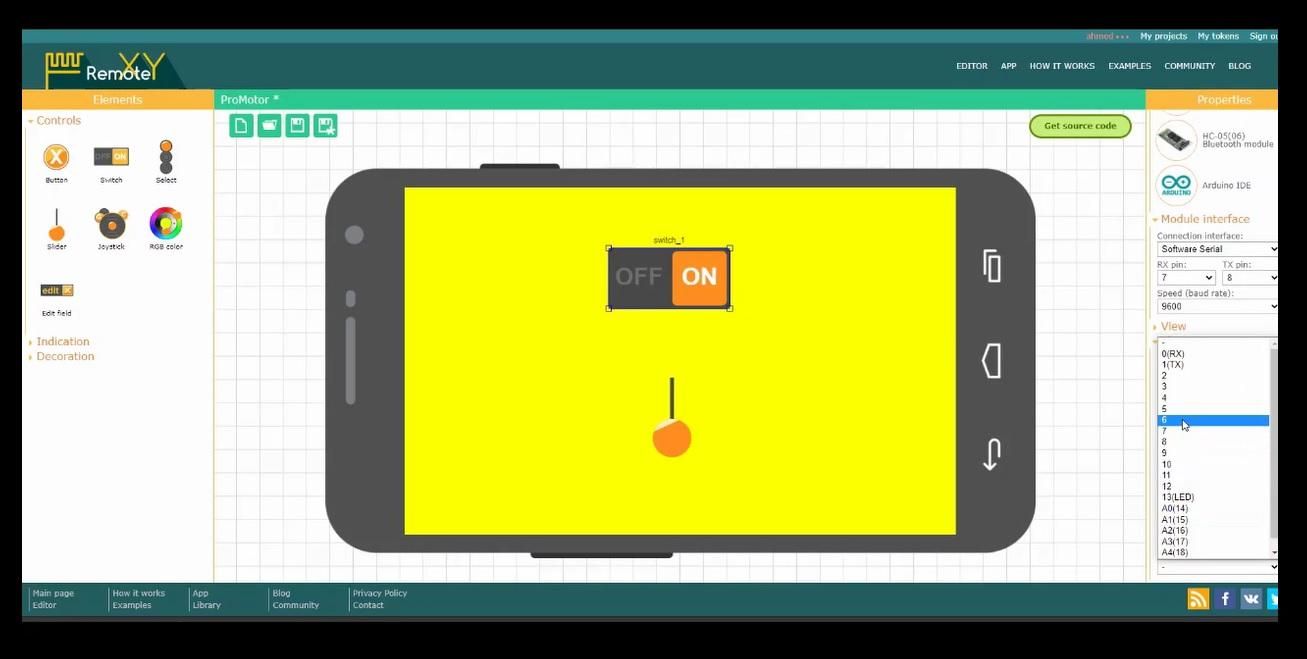 RemoteXY Editor – How to Control DC Motor With Smartphone and Bluetooth ...
