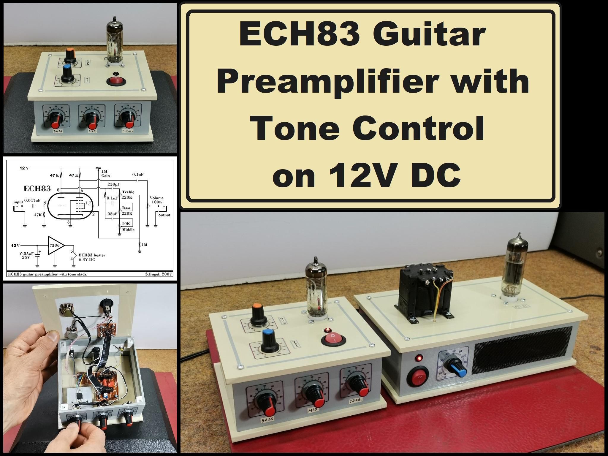 ECH83 Guitar Preamplifier With Tone Control on 12V DC : 4 Steps (with ...
