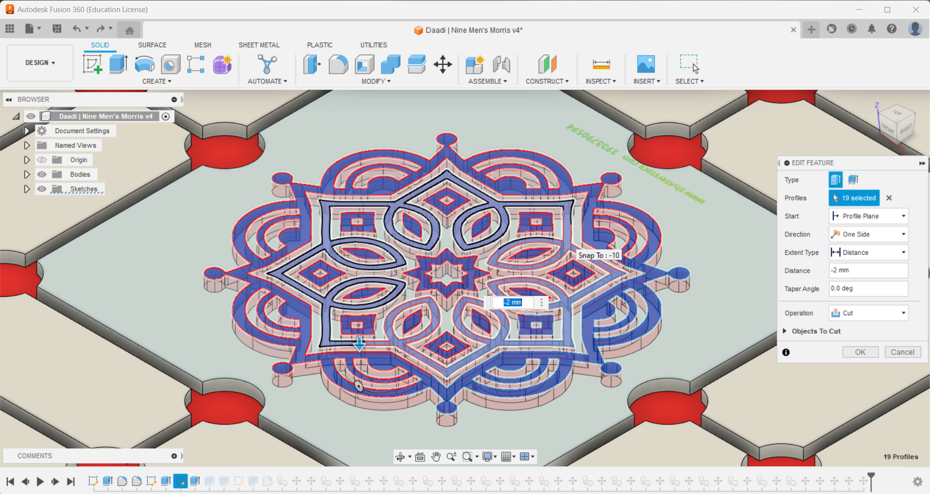 How to Design 9 Mens Morris Game in Fusion 360 : 10 Steps (with ...