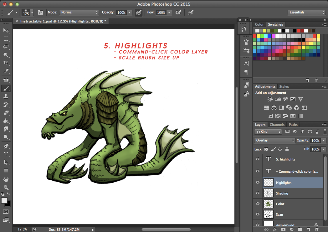 Coloring, Shading, and Effects in Photoshop : 9 Steps (with Pictures ...