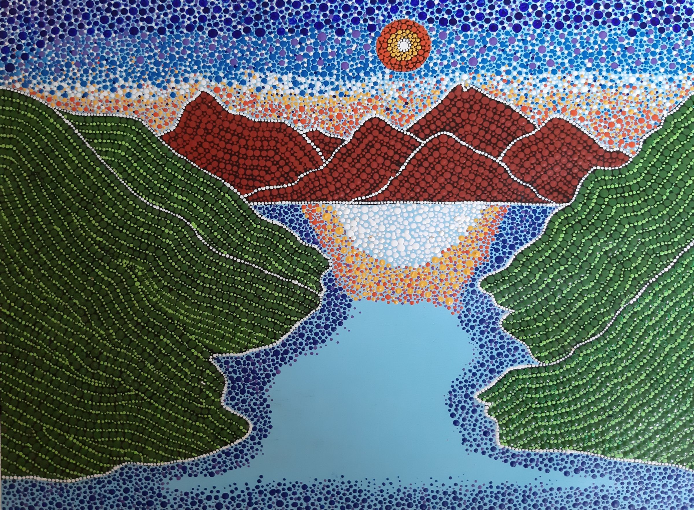 Step by Step Landscape Dot Painting | Dot Art Tutorial : 6 Steps ...