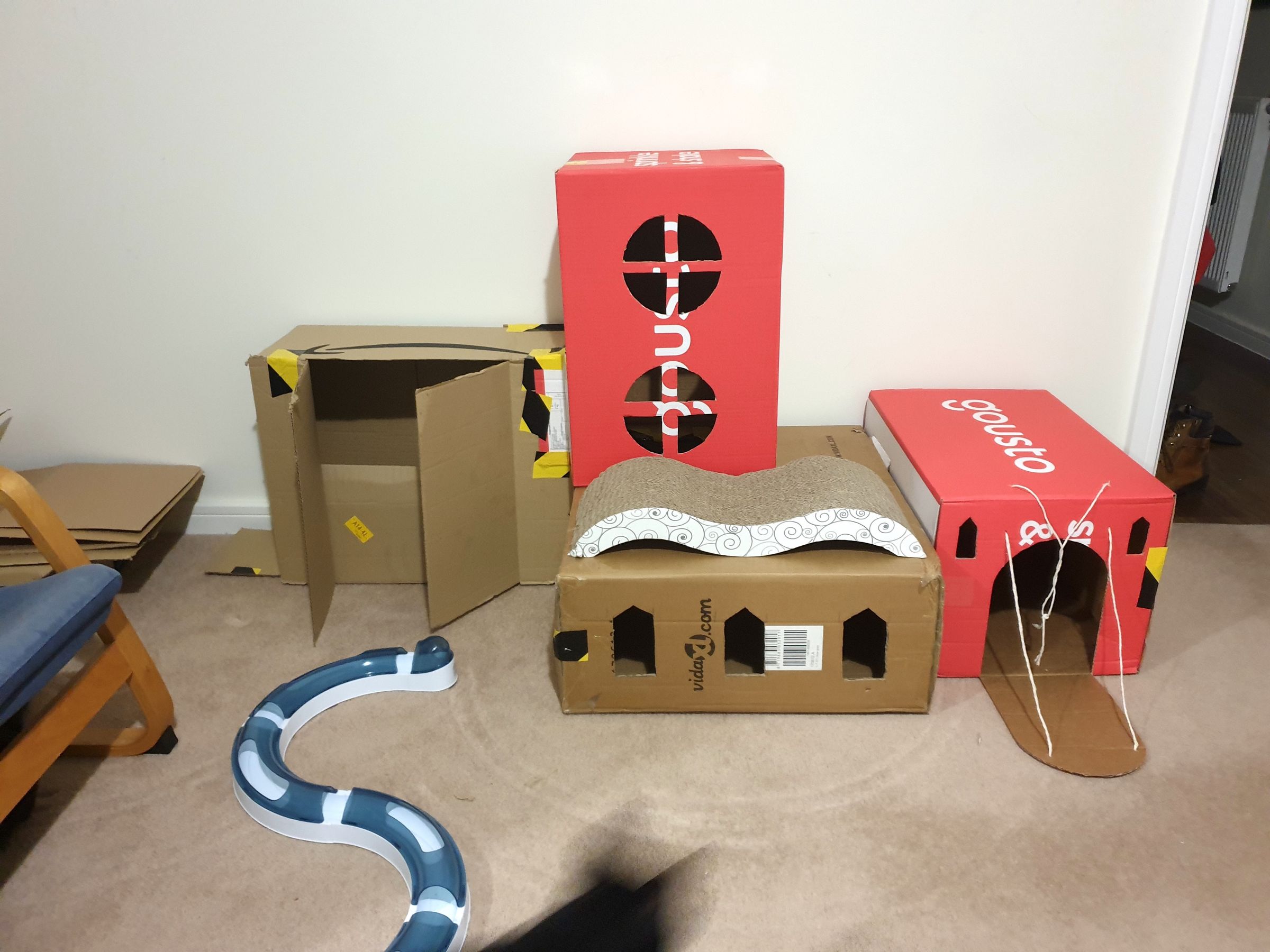 Cardboard Cat Fort With LED Remote Control Lighting and Real Drawbridge ...